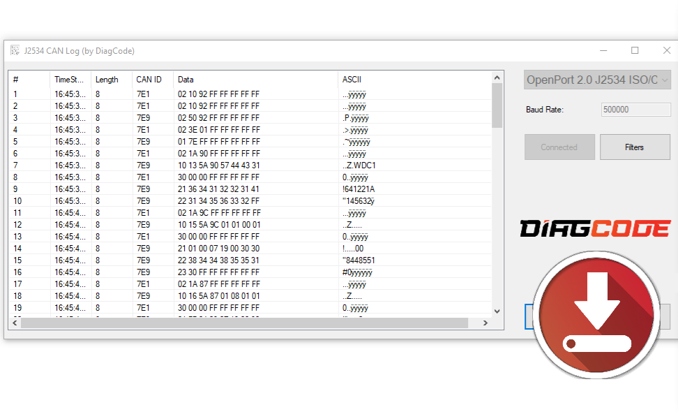 J2534 Logger - record and save the CAN and K-line communication