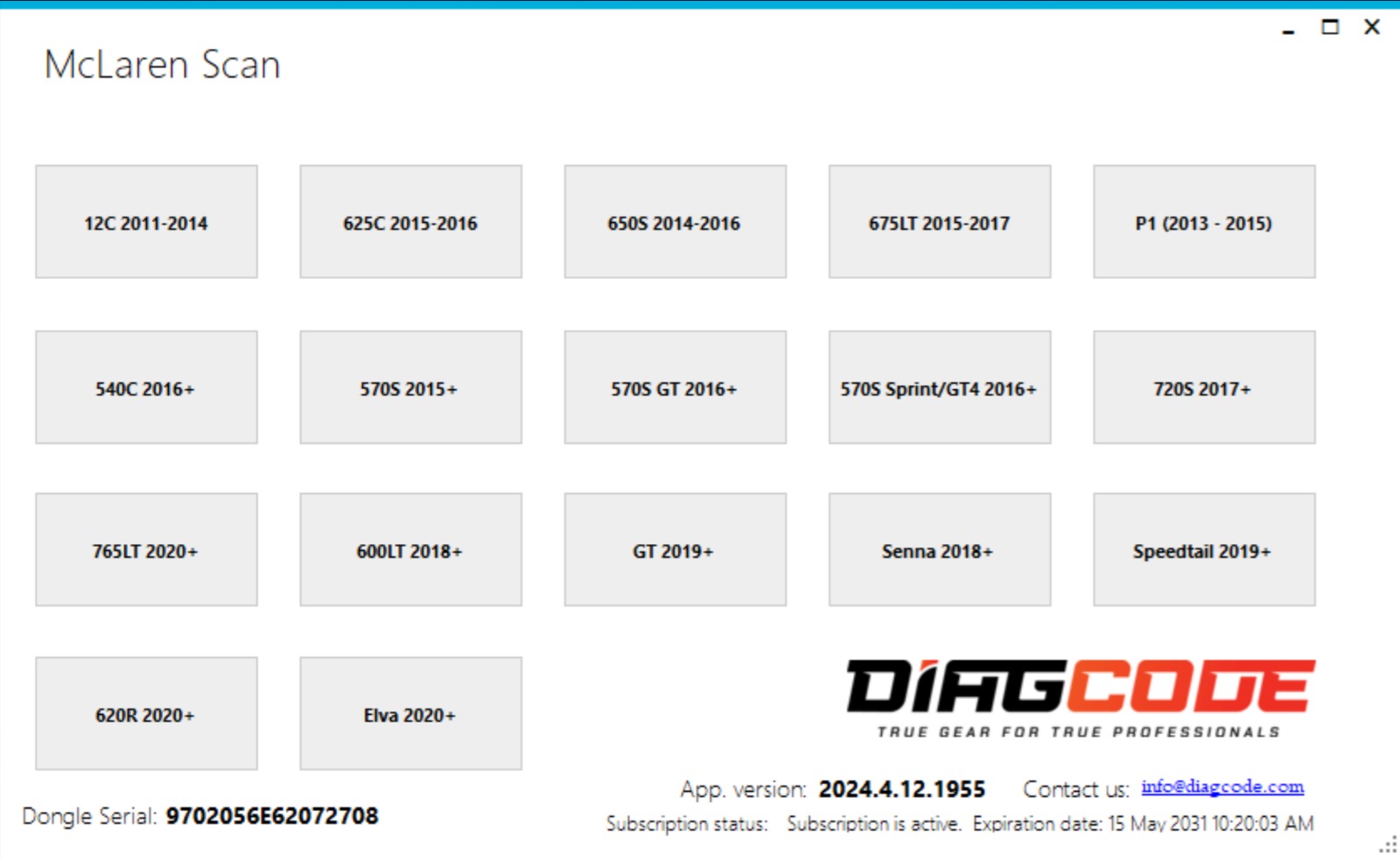 McLaren - diagnostic software